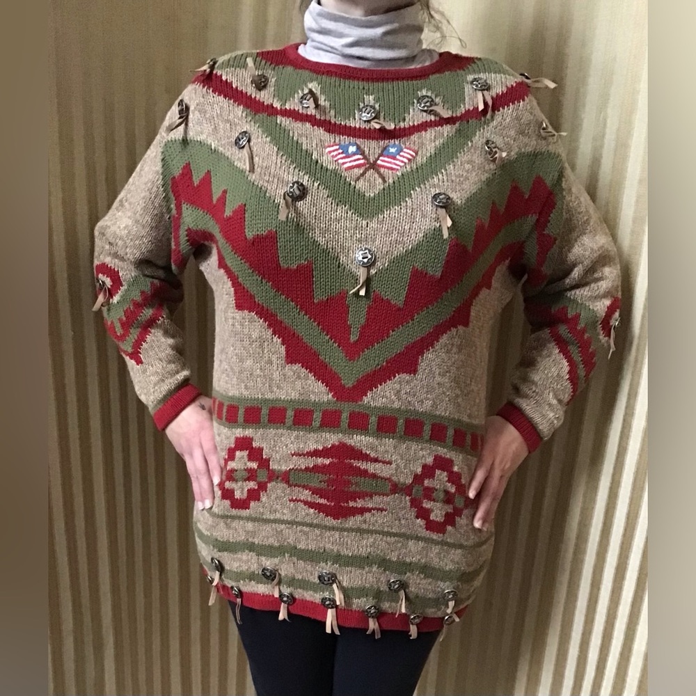 Cambridge Retro Aztec Design Sweater - Gem